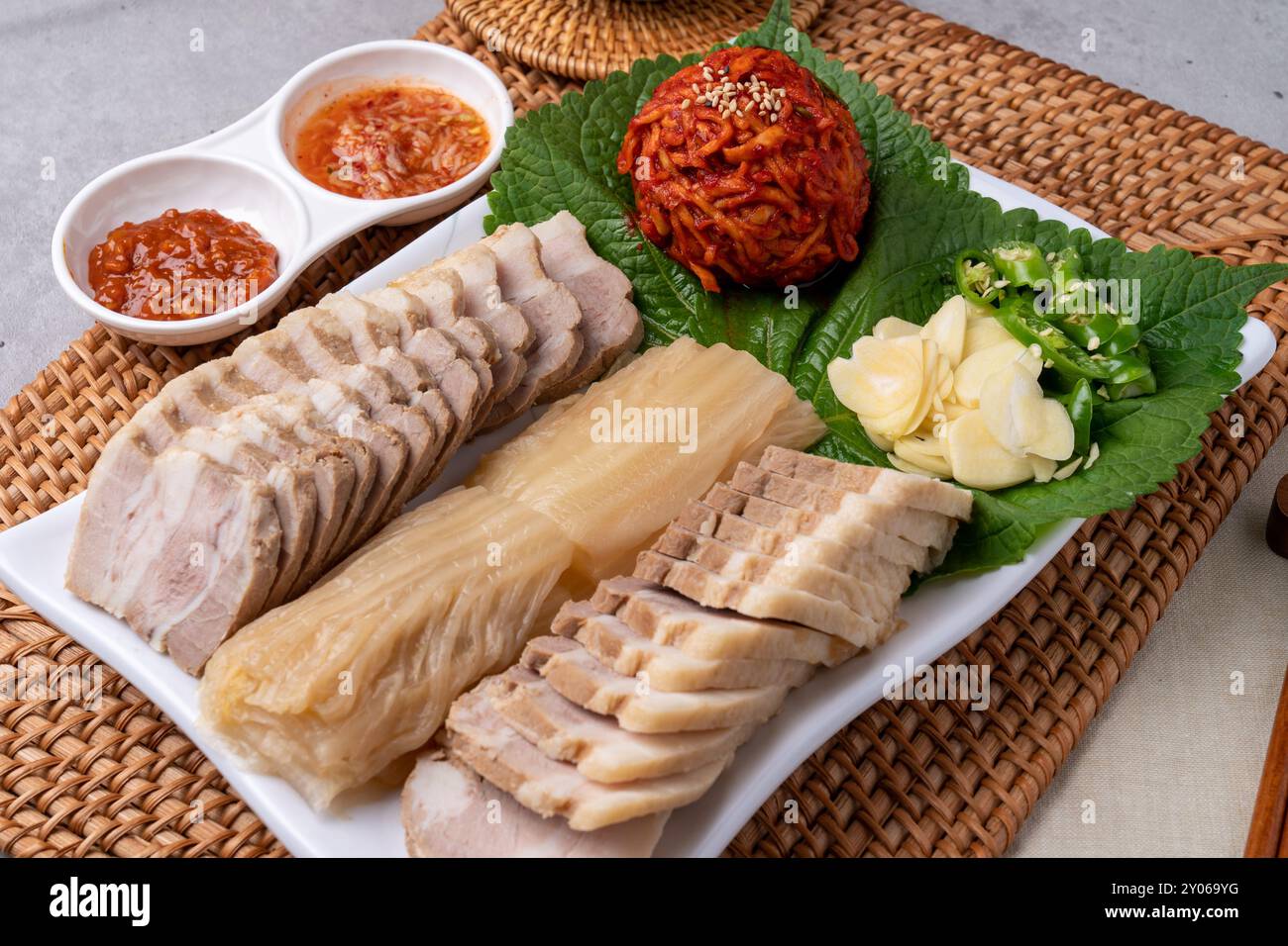 Pork, boiled pork, bossam, skate, pork belly, kimchi, samhap, set menu ...