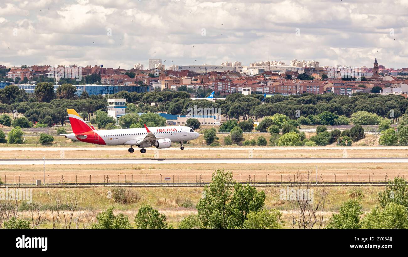 Madrid, Spain; 05-18-2024: Airbus A320 model airplane of the Spanish ...