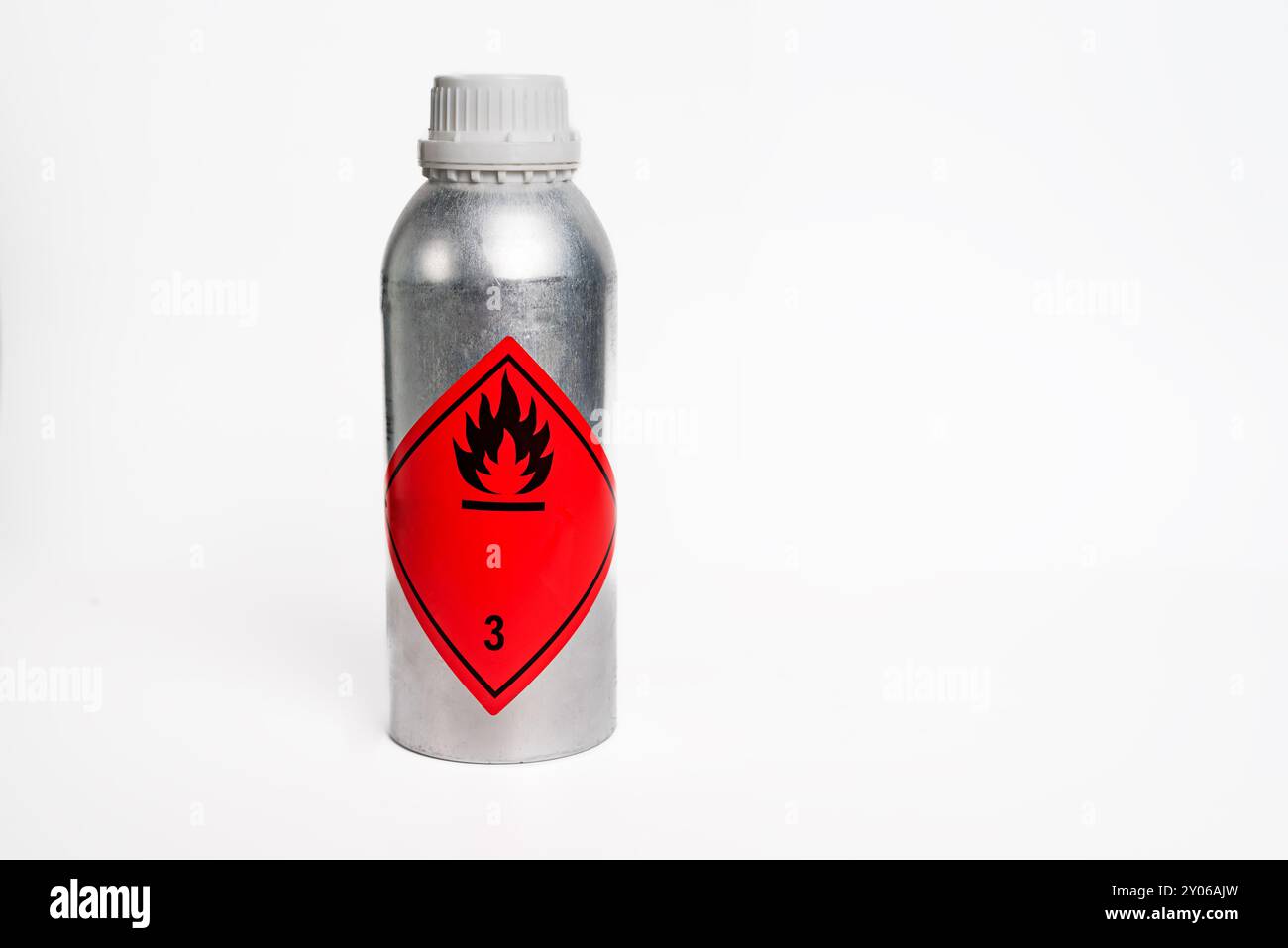 Aluminum bottle for sampling with flammable liquids label Stock Photo ...