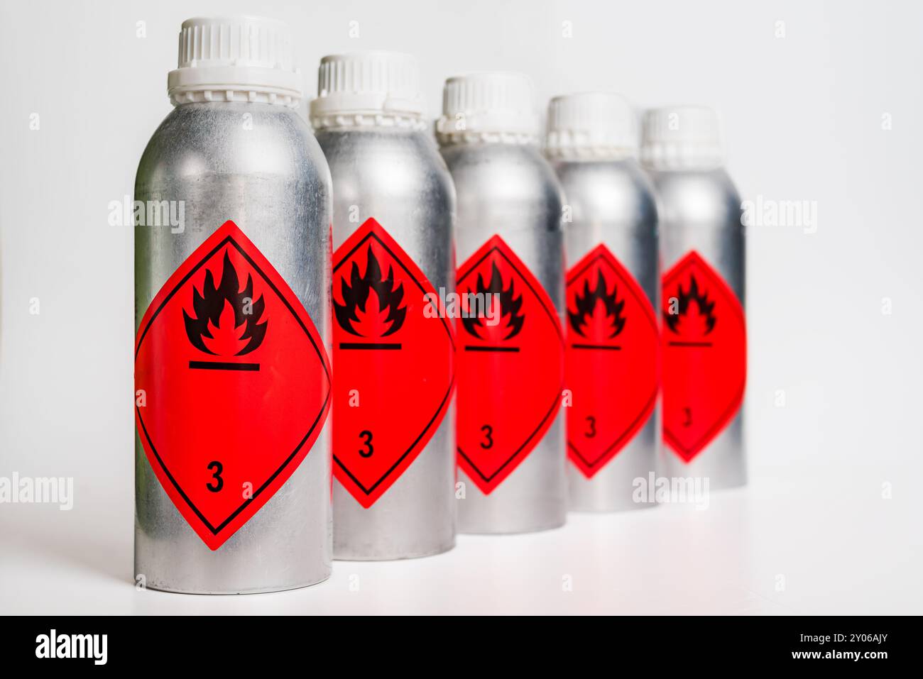 Aluminum bottles for sampling with sealing cap and labels for flammable ...