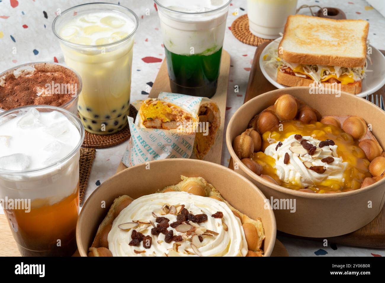 Cafe, cream, waffle, chocolate, latte, kiwi, bubble tea, balsam, bubble ...