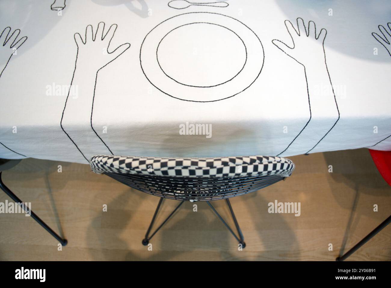 Tablecloth printed with a graphic of two hands, Vitra Design Museum ...