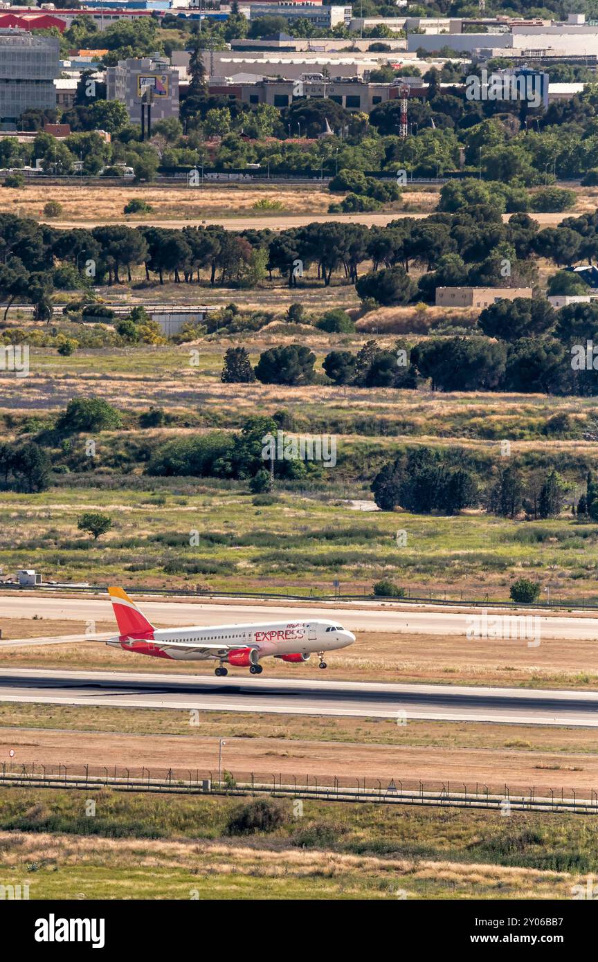 Madrid, Spain; 05-18-2024: Airbus A320 model airplane of the Spanish ...