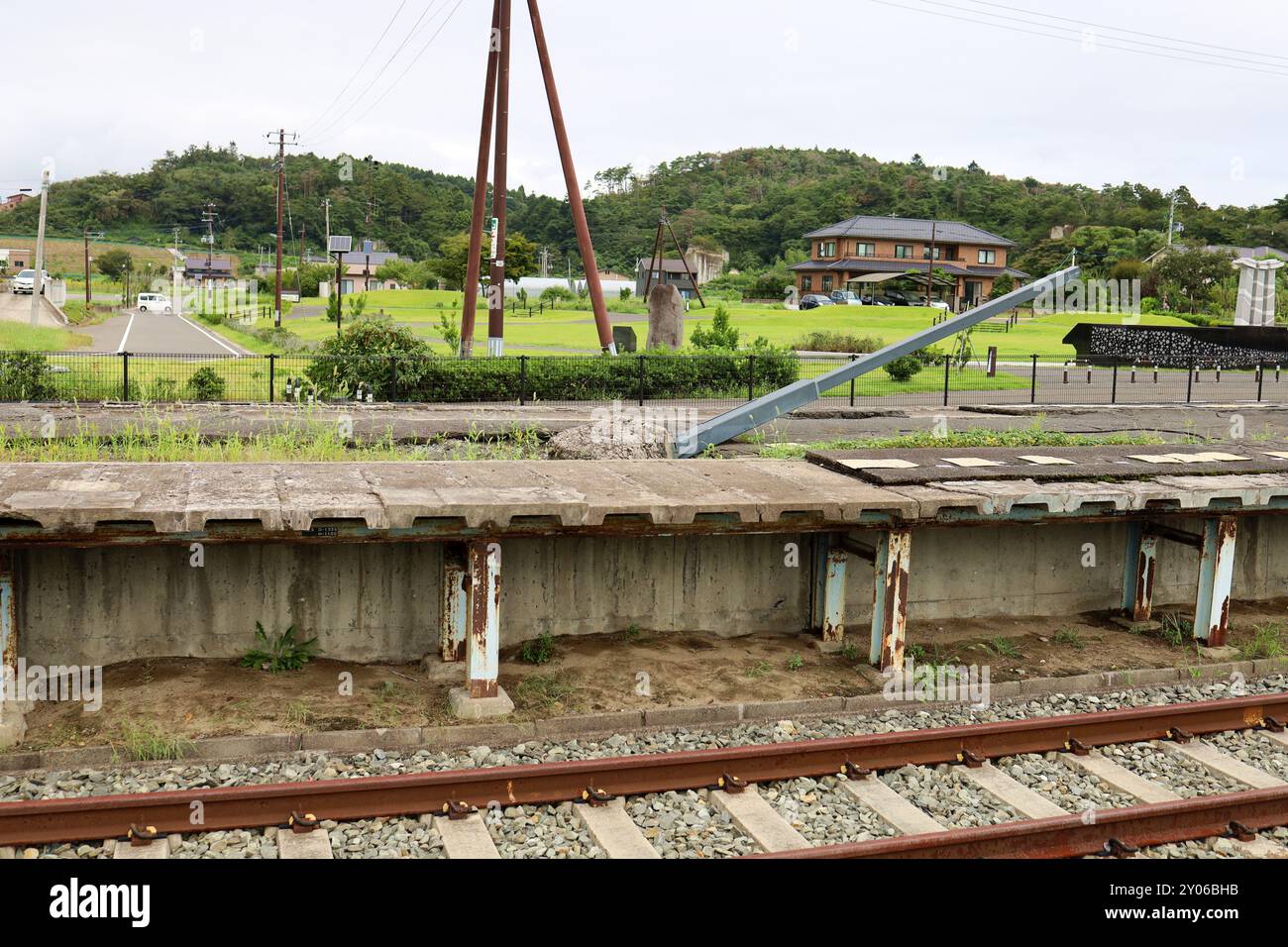 September 1, 2024, Higashimatsushima, Miyagi Prefecture, Japan.View of the remains of Nobiru ...