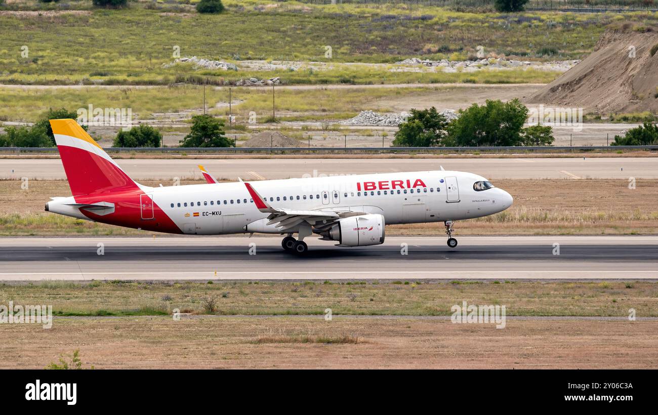 Madrid, Spain; 05-18-2024: Airbus A320 model airplane of the Spanish ...