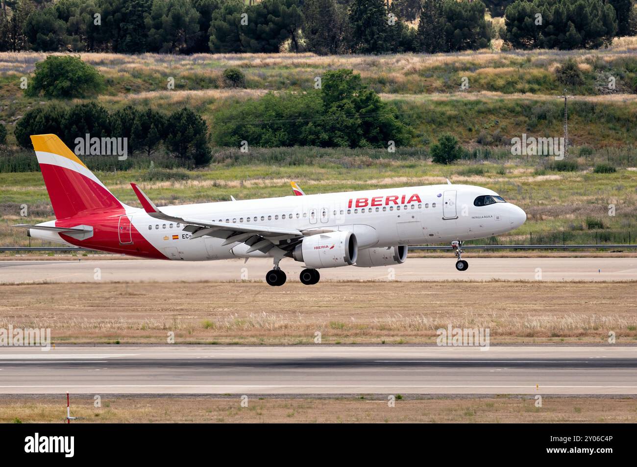 Madrid, Spain; 05-18-2024: Airbus A320 model airplane of the Spanish ...