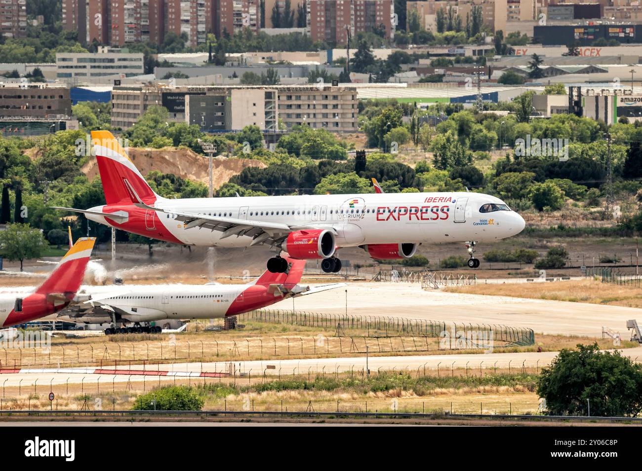 Madrid, Spain; 05-18-2024: Commercial airplane of the Airbus A321 model ...