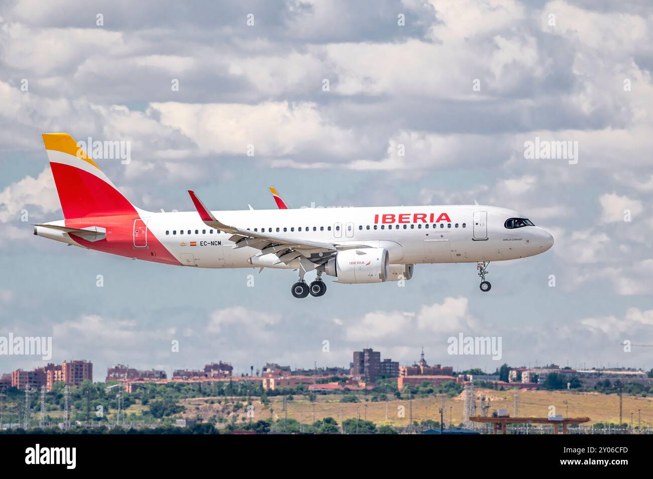 Madrid, Spain; 05-18-2024: Airbus A320 model airplane of the Spanish ...