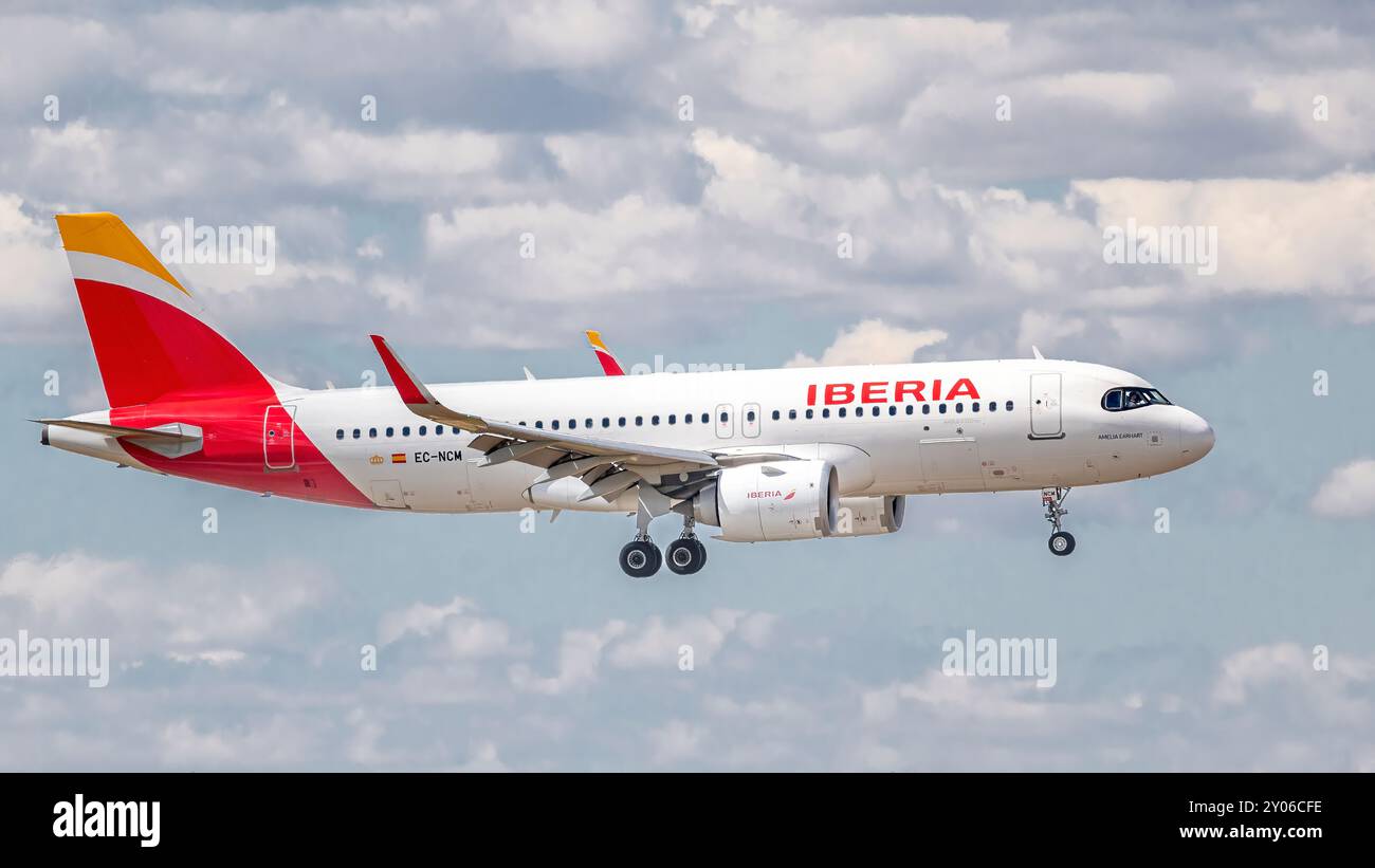 Madrid, Spain; 05-18-2024: Airbus A320 model airplane of the Spanish ...