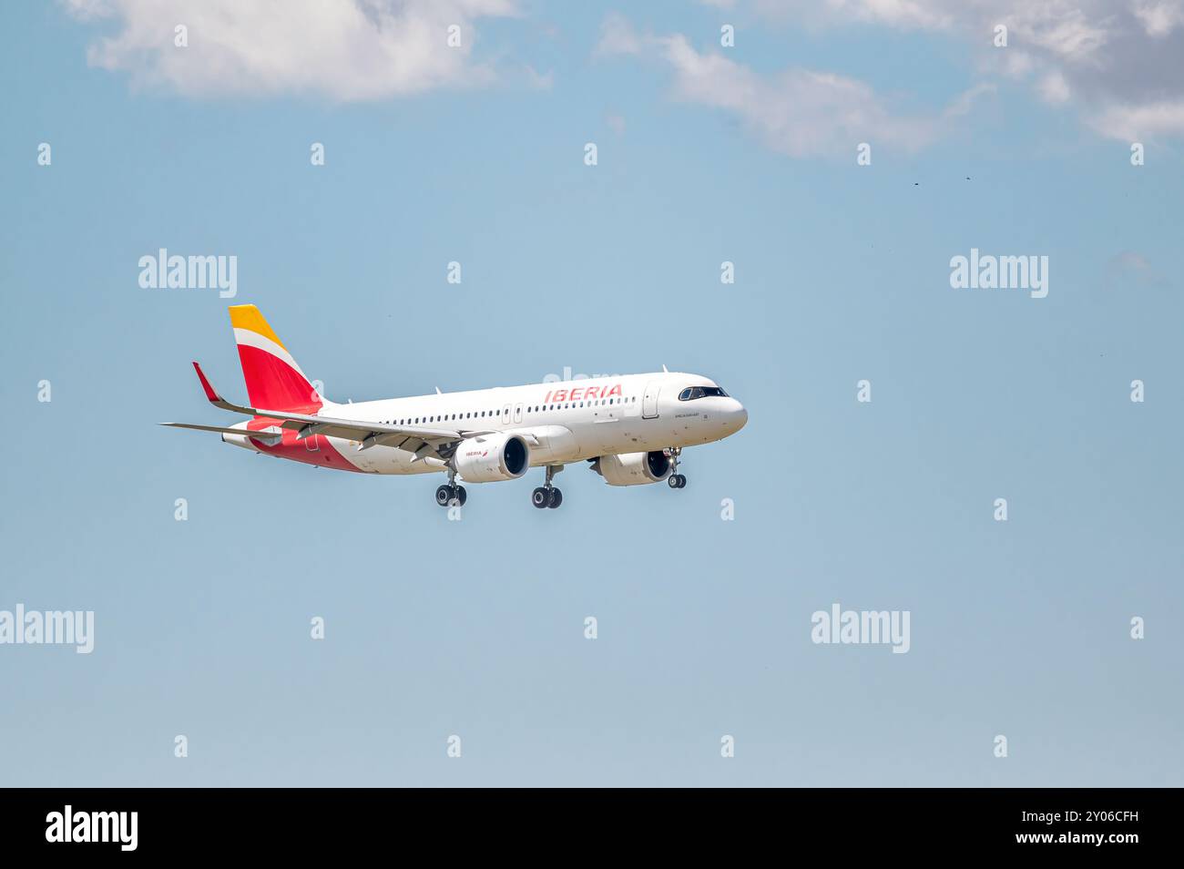 Madrid, Spain; 05-18-2024: Airbus A320 model airplane of the Spanish ...