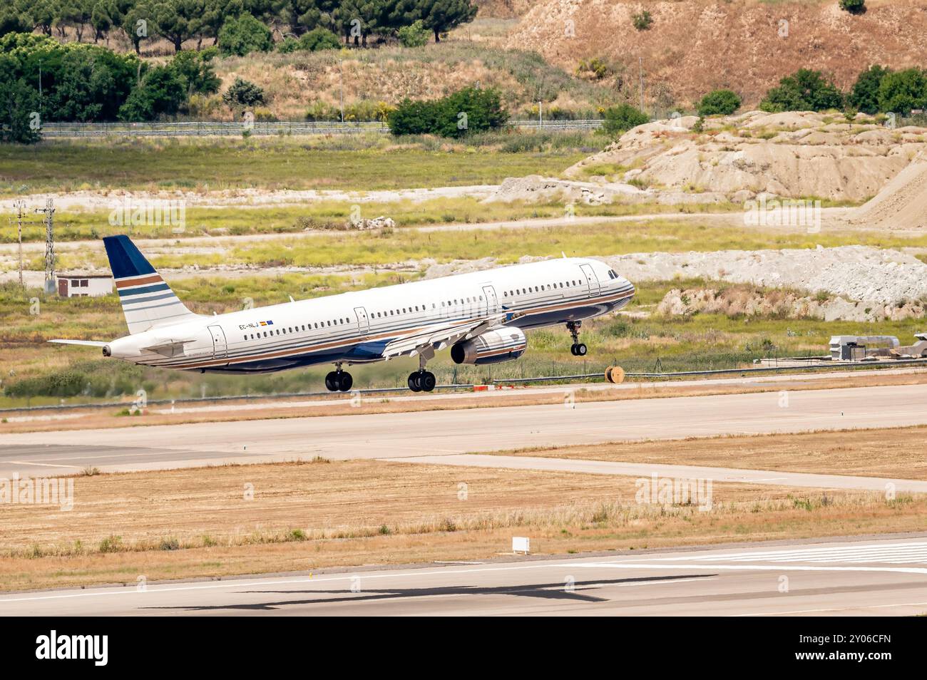 Madrid, Spain; 05-18-2024: Commercial airplane of the Airbus A321 model ...