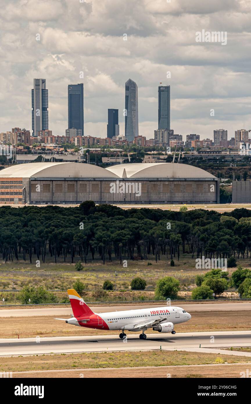 Madrid, Spain; 05-18-2024: Commercial airplane of the Airbus A320 model ...