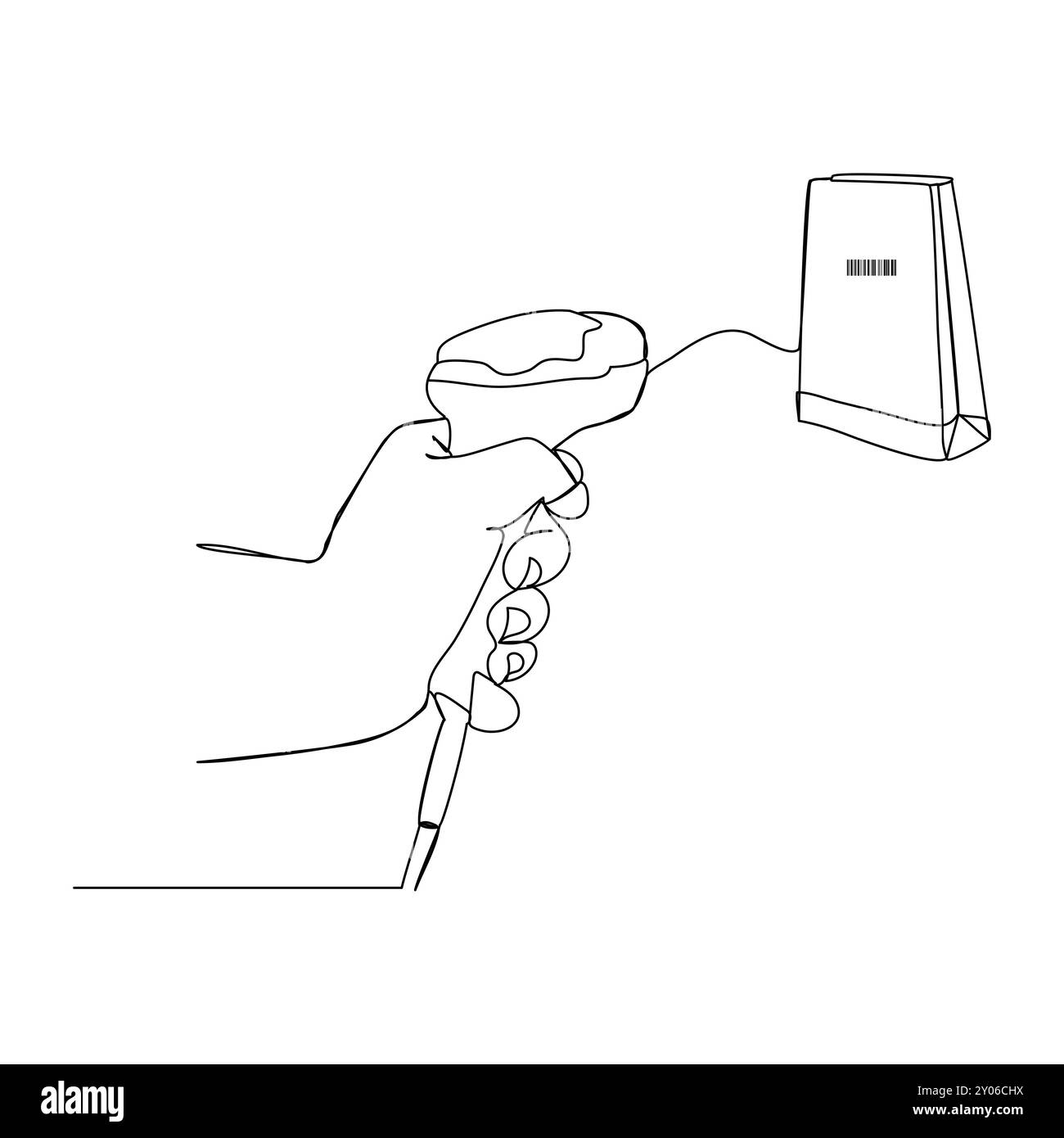 Continuous one line drawing retail barcode scanner Single line draw ...