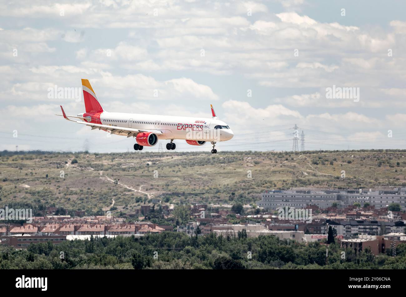 Madrid, Spain; 05-18-2024: Commercial airplane of the Airbus A321 model ...