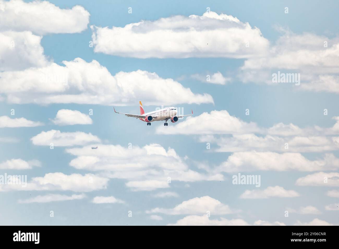 Madrid, Spain; 05-18-2024: Commercial airplane of the Airbus A321 model ...