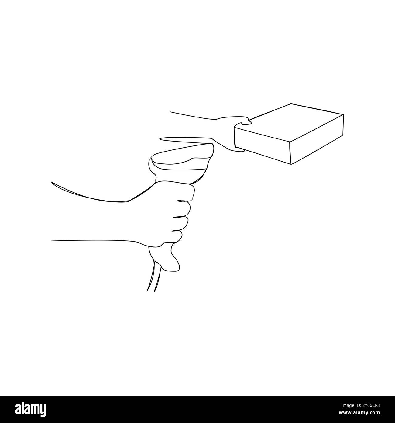 Continuous one line drawing retail barcode scanner Single line draw ...