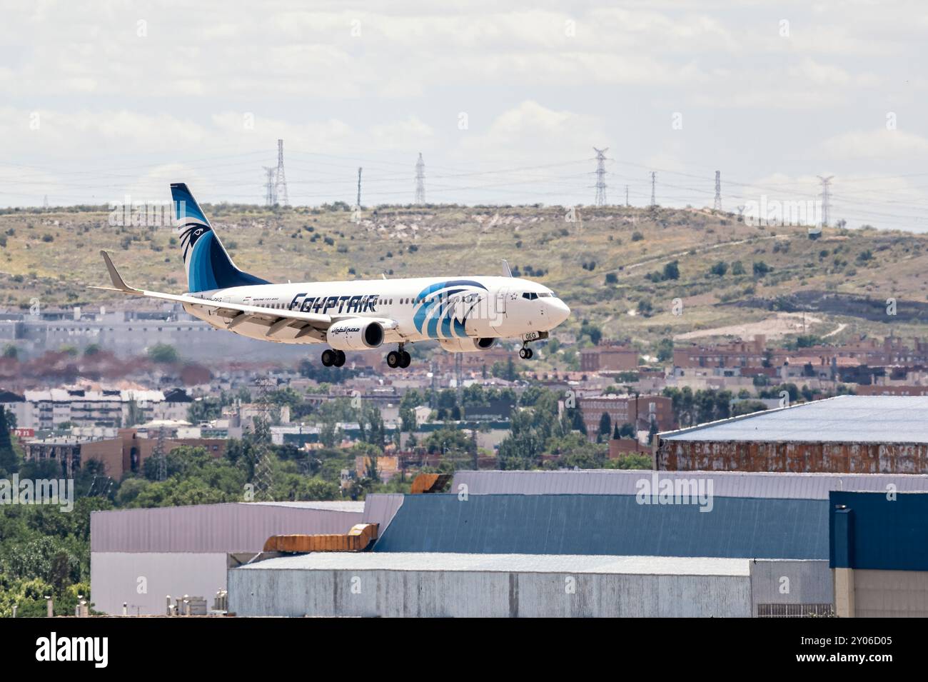 Madrid, Spain; 05-18-2024: Commercial airplane of the Boeing 737 model ...