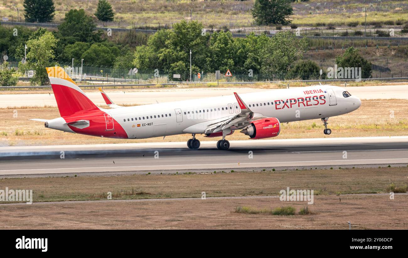 Madrid, Spain; 05-18-2024: Commercial airplane of the Airbus A321 model ...