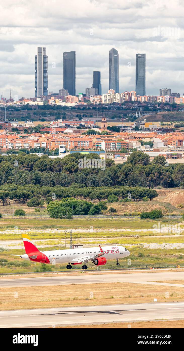 Madrid, Spain; 05-18-2024: Commercial airplane of the Airbus A321 model ...