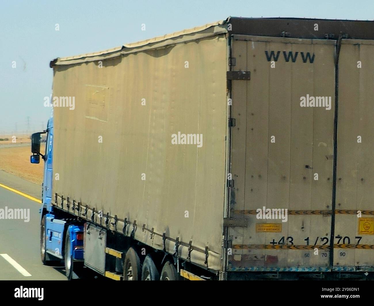 Makkah Madinah road, Saudi Arabia, June 25 2024: flatbed truck big ...