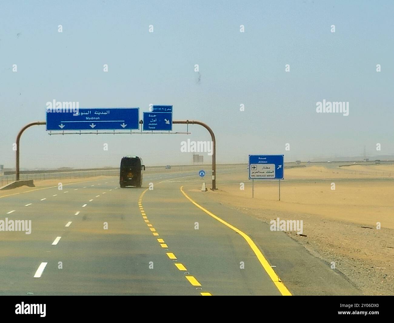Makkah Madinah road, Saudi Arabia, June 25 2024: The desert highway of ...