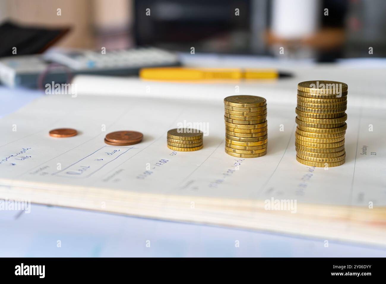 Stacks of gold coins ascending hi-res stock photography and images - Alamy