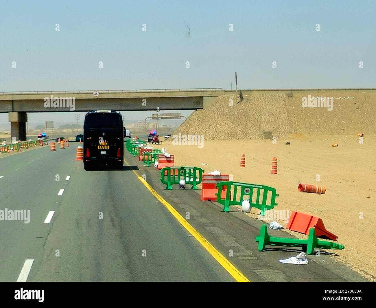 Makkah Madinah road, Saudi Arabia, June 25 2024: A road security and ...