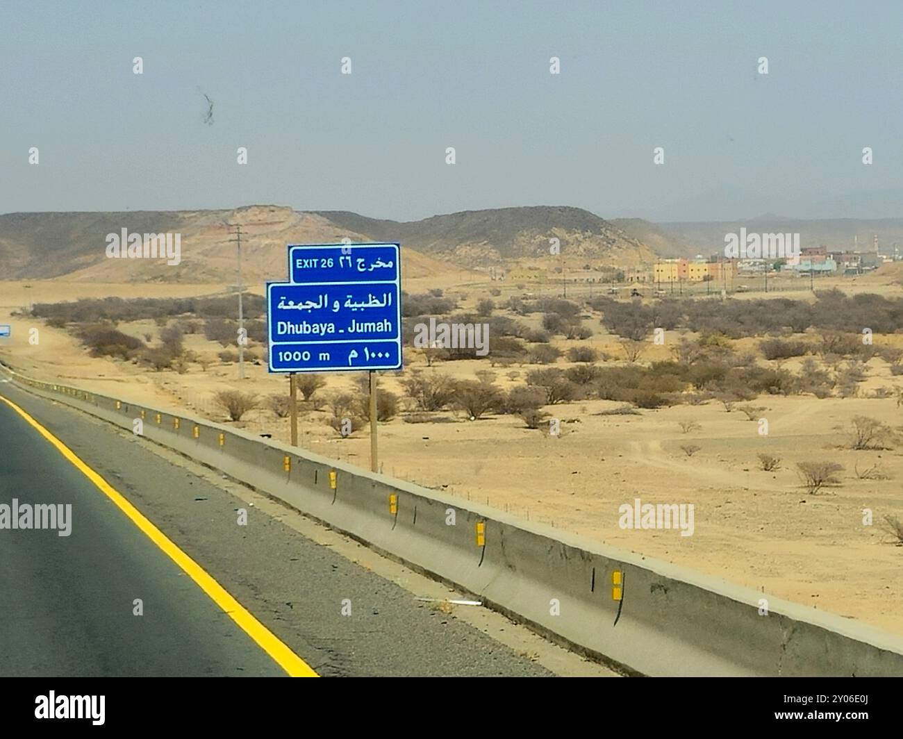 Makkah Madinah road, Saudi Arabia, June 25 2024: Dhubaya and Jumah road ...