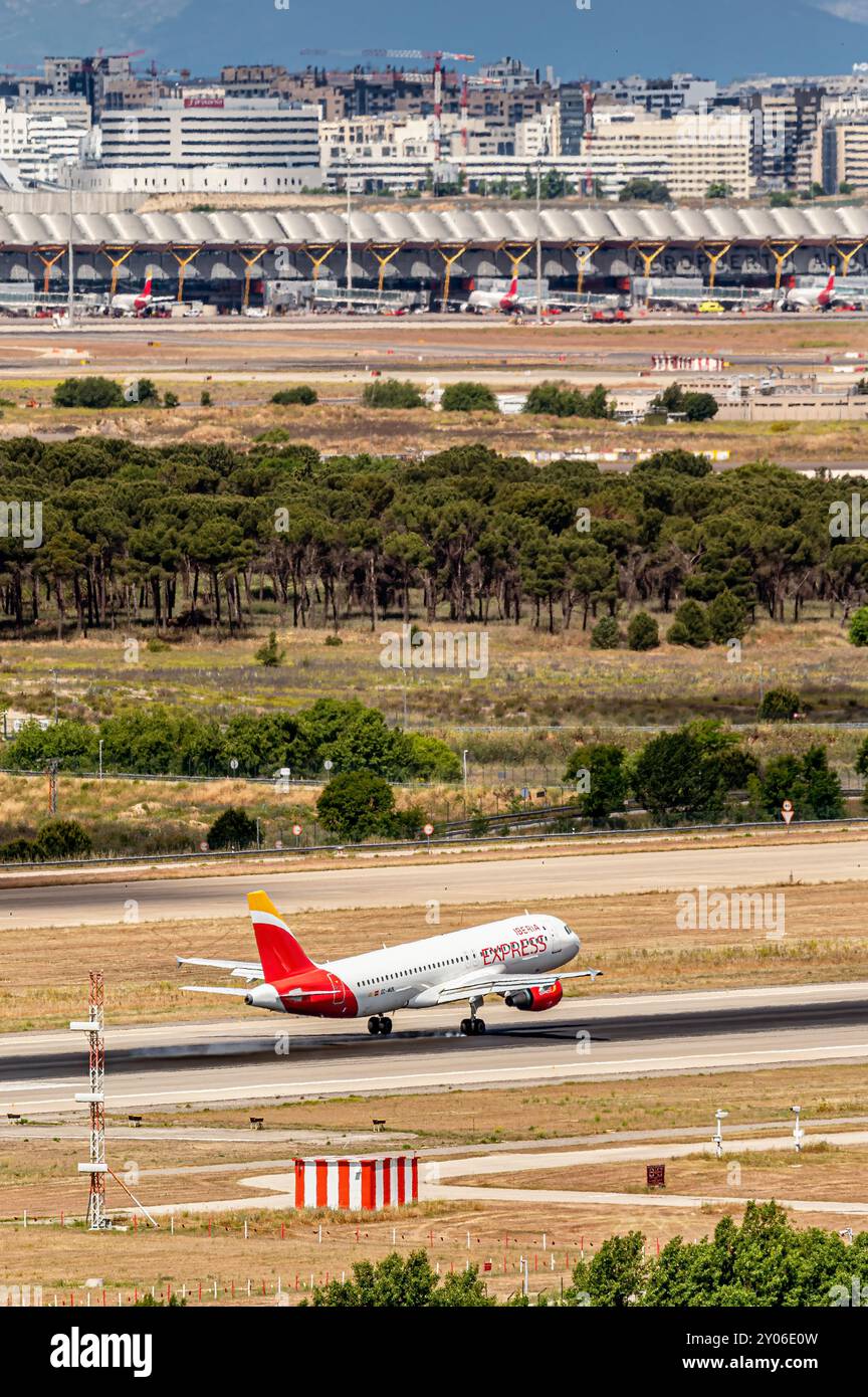 Madrid, Spain; 05-18-2024: Commercial airplane of the Airbus A320 model ...