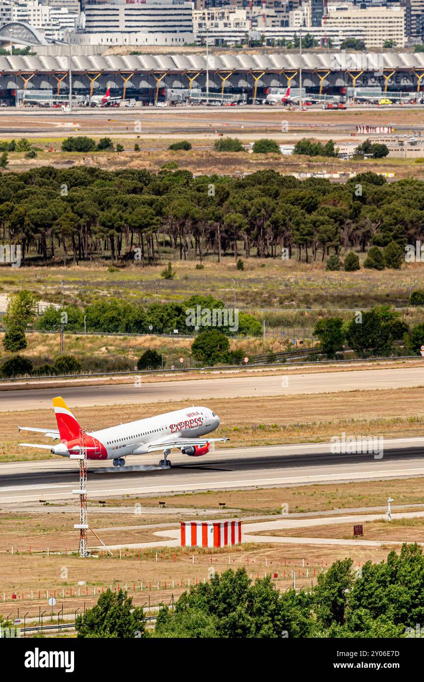 Madrid, Spain; 05-18-2024: Commercial airplane of the Airbus A320 model ...
