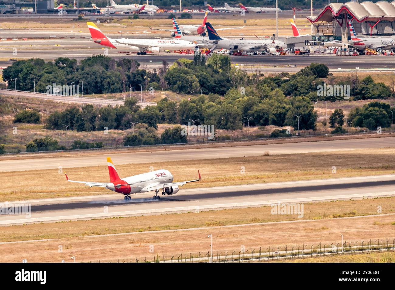 Madrid, Spain; 05-18-2024: Commercial airplane of the Airbus A320 model ...