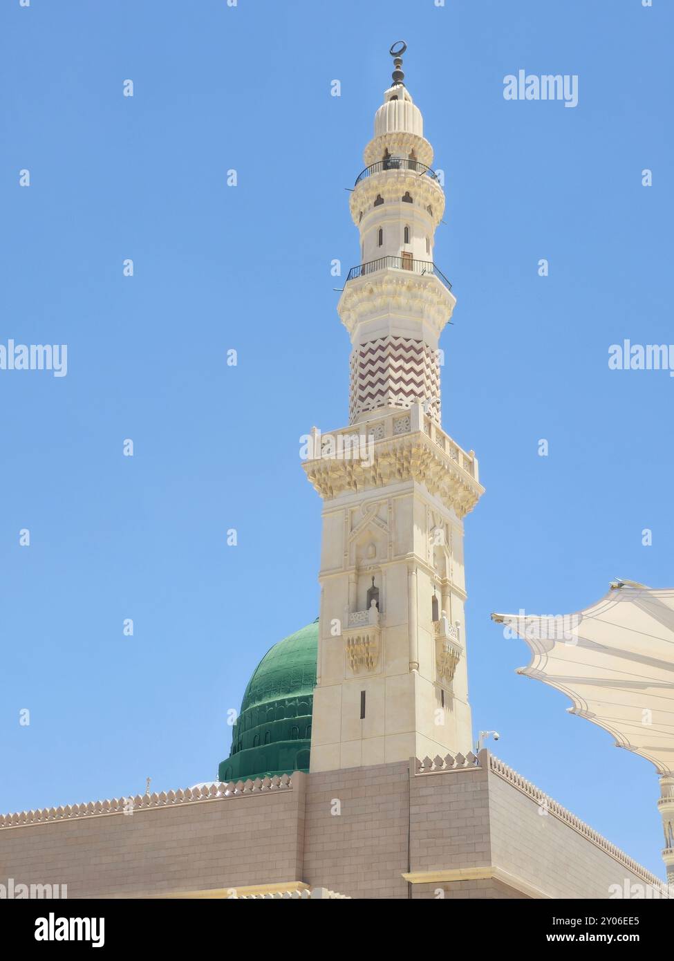 The Minaret and the Green dome of The Prophet's Mosque or Al Masjid Al ...