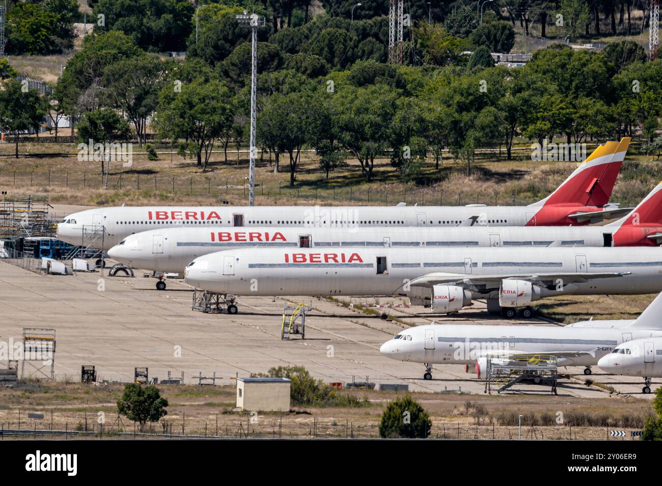 Madrid, Spain; 05-18-2024: Aircraft of the Spanish airline Iberia under ...
