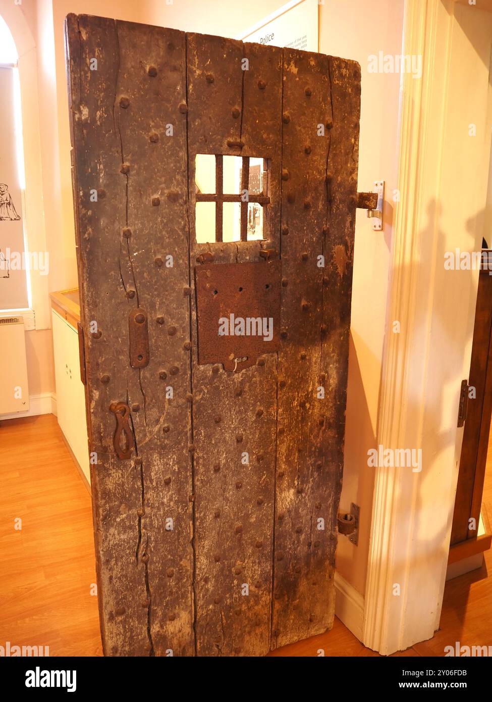 19th century reinforced door with barred window from Castle Combe lock ...