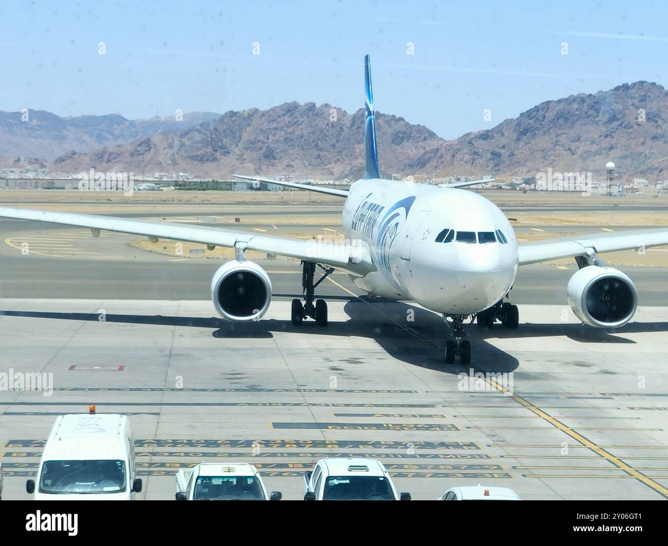 Medina, Saudi Arabia, June 29 2024: Egypt Air plane in Prince Mohammad Bin AbdulAziz ...