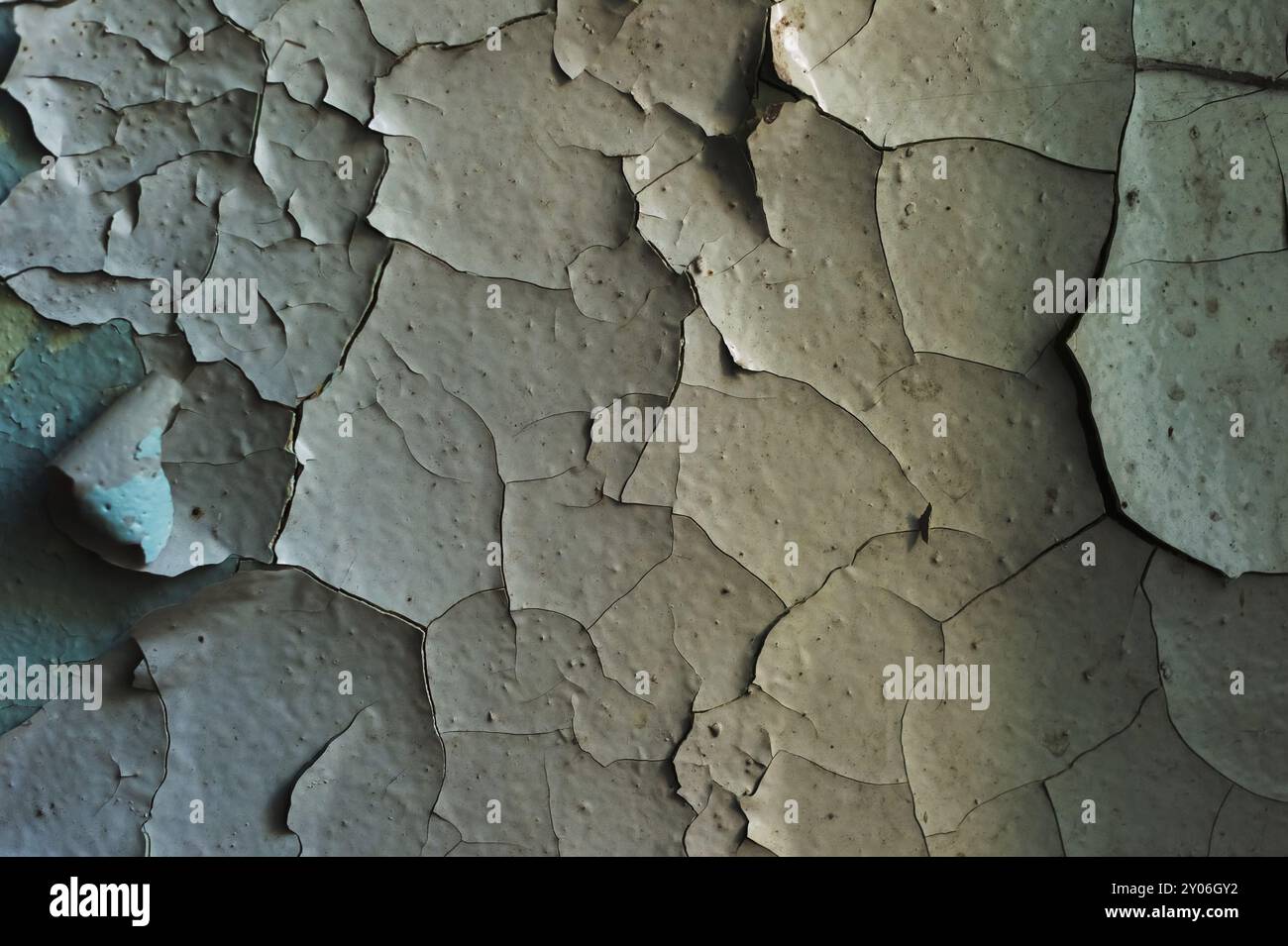 A surface with an old cracked paint splitting large pieces Stock Photo ...