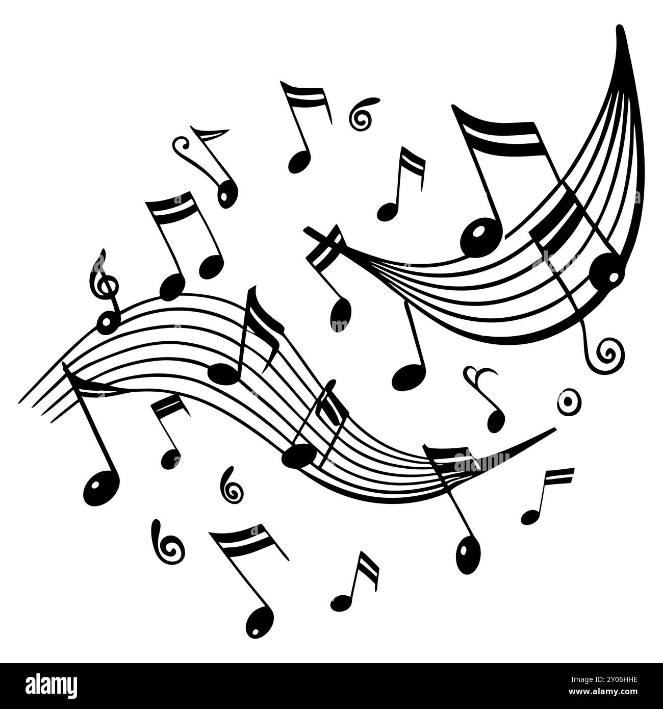 Musical background with notes. Flying music notes. Song notation in ...