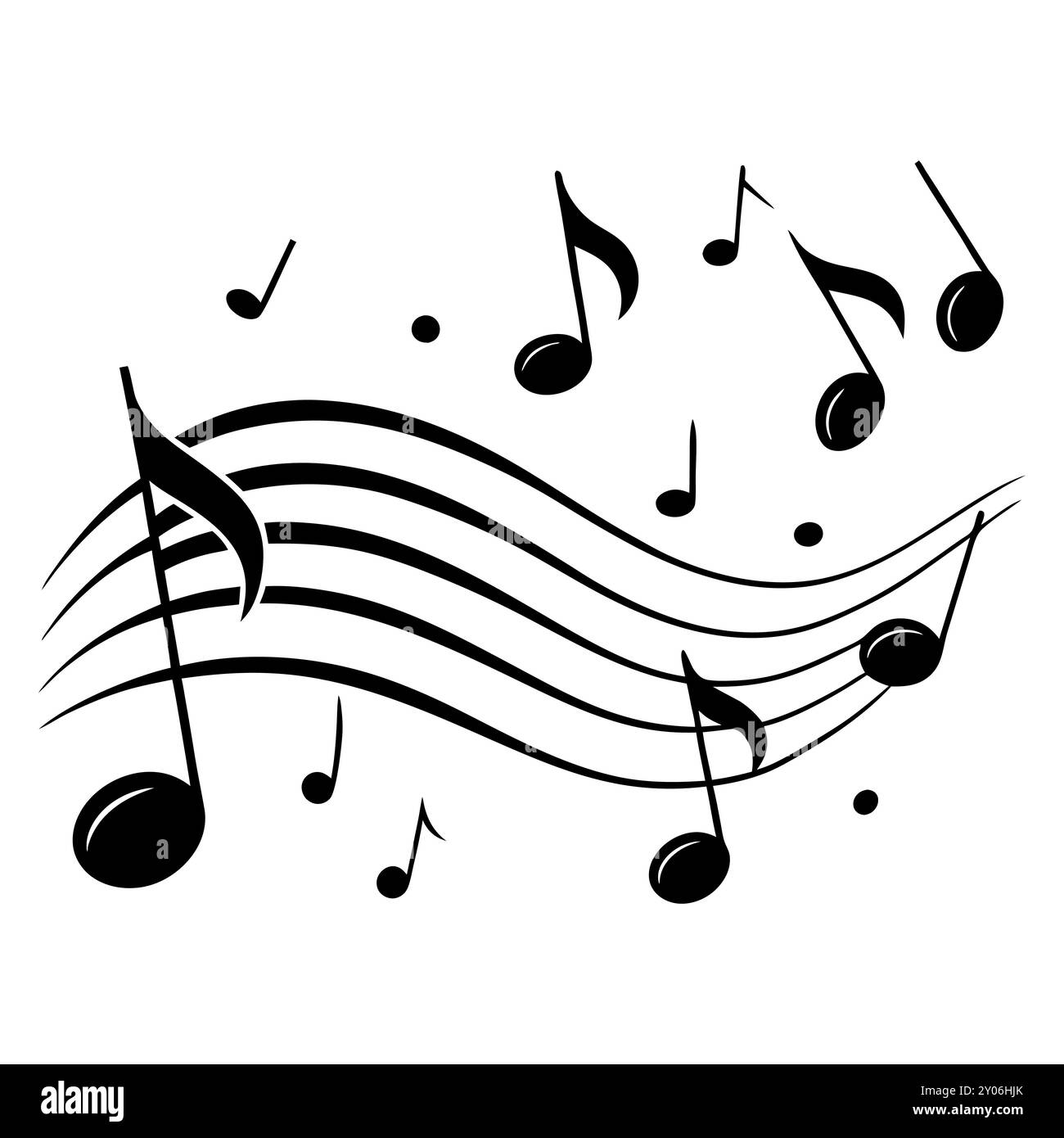 Musical background with notes. Flying music notes. Song notation in ...