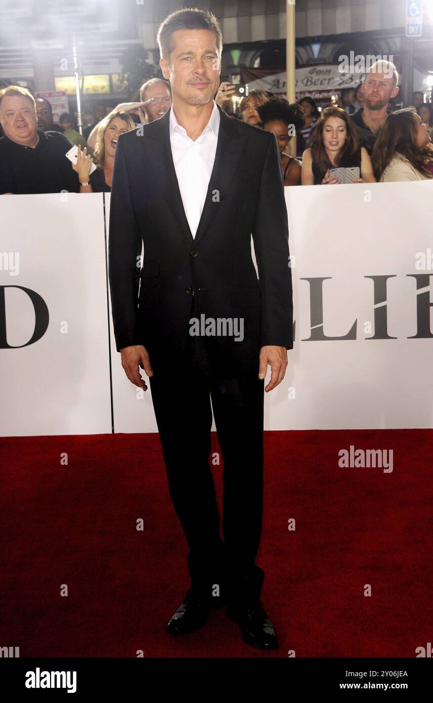 Brad Pitt at the Los Angeles premiere of 'Allied' held at the Regency ...
