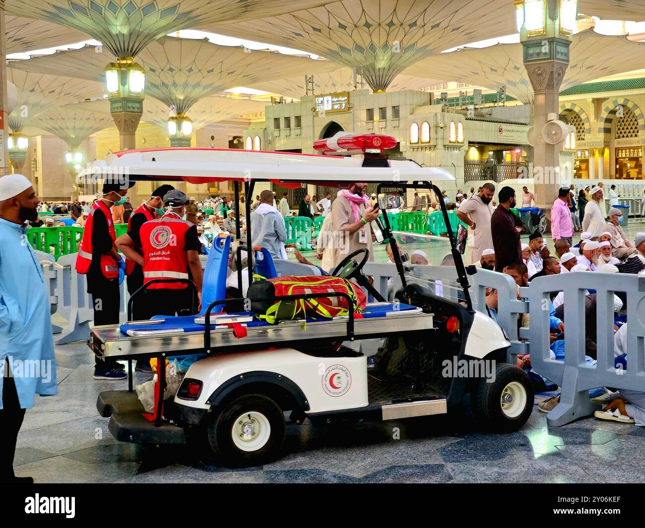 Medina, Saudi Arabia, June 26 2024: Saudi Crescent authority vehicle ...