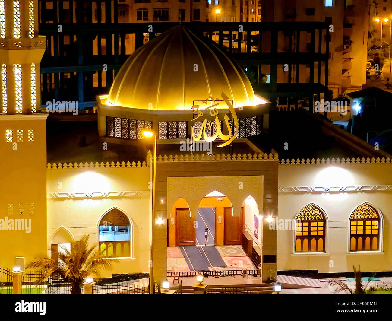 Cairo, Egypt, July 20 2024: A night view of the Exterior of a grand ...