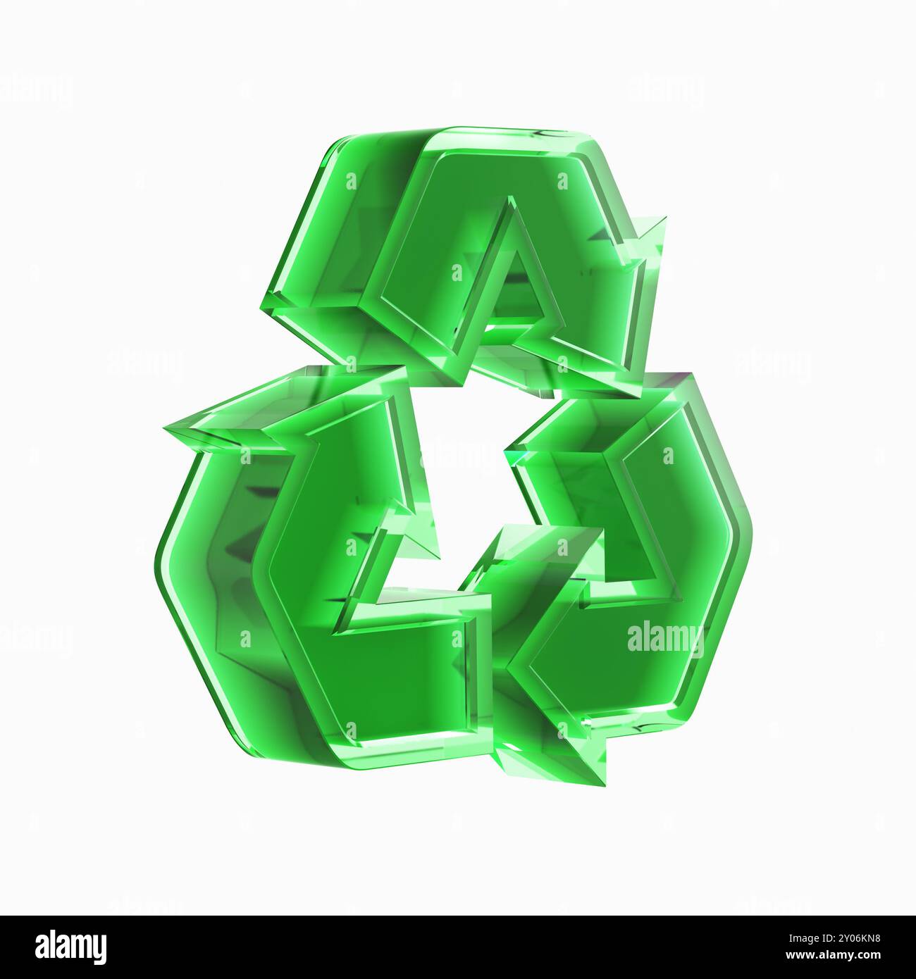 Green translucent recycling sign 3D illustration isolated on white ...