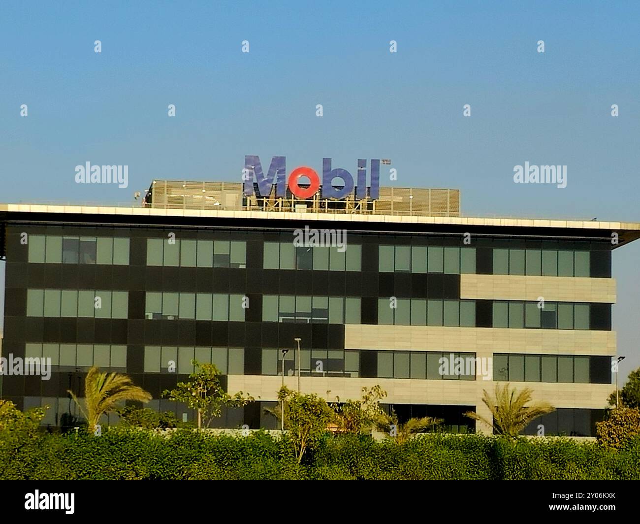 Cairo, Egypt, August 9 2024: Mobil Egypt, a petroleum brand owned ...