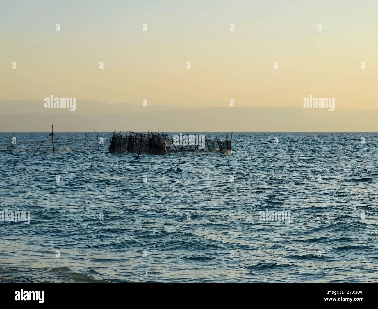 Fish traps inside the red sea, with wooden frames, the idea is to let ...