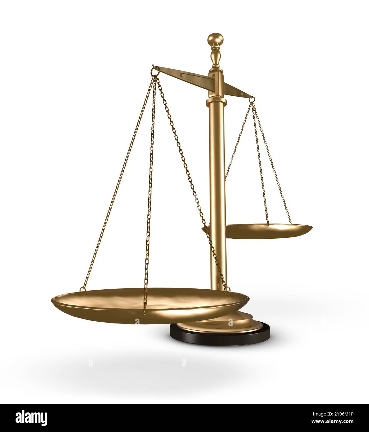 Biased empty golden justice scales Conceptual photo-realistic 3D ...