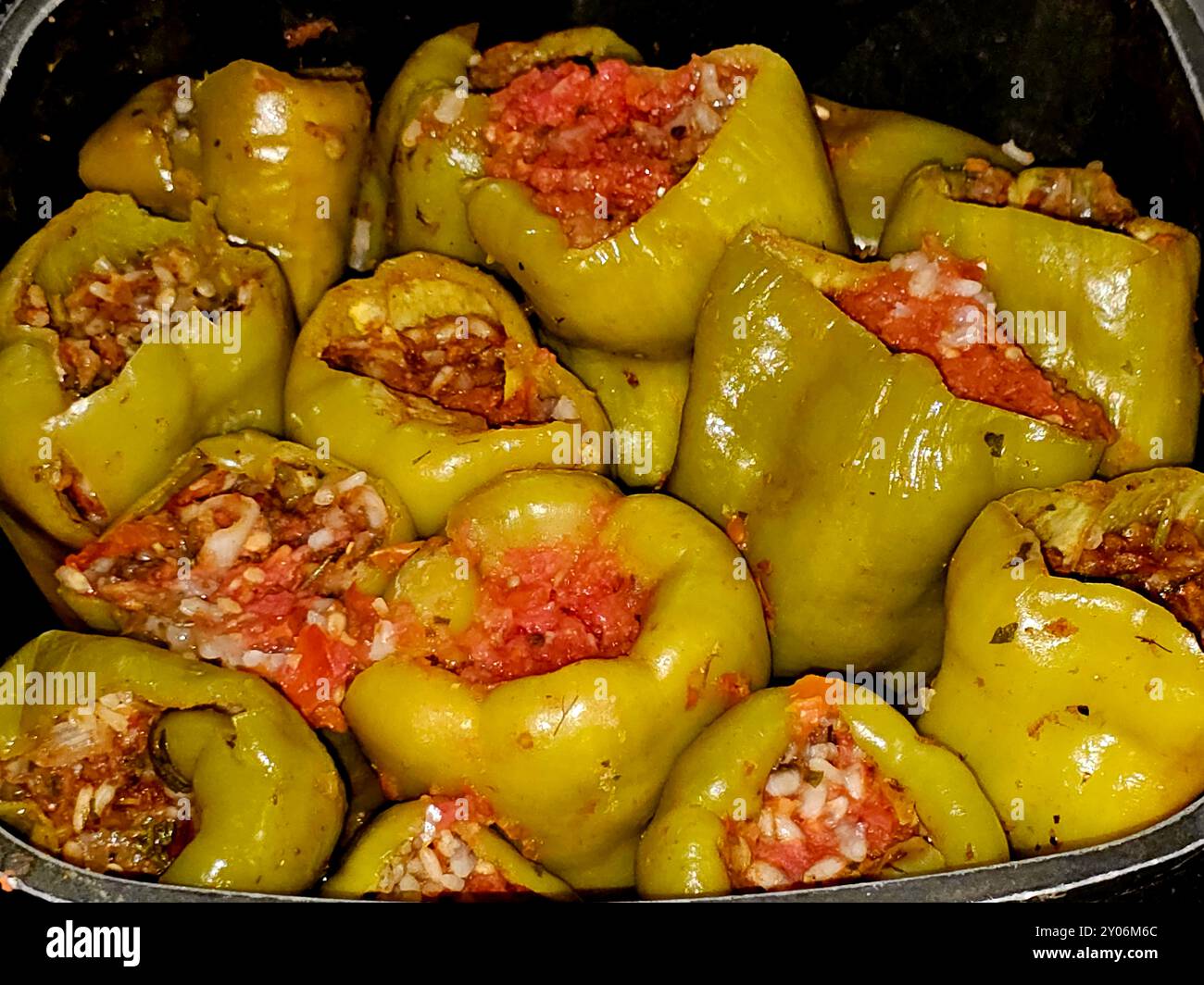 Pile of filled bell peppers stuffed Egyptian mahshi and filled with ...