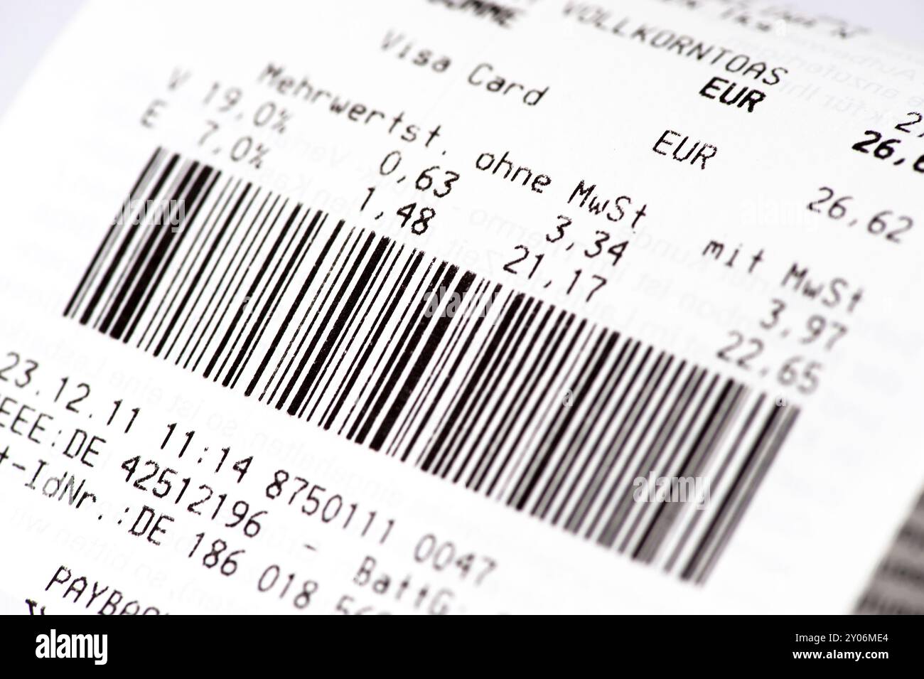 Shopping receipt with barcode on a white background Stock Photo - Alamy