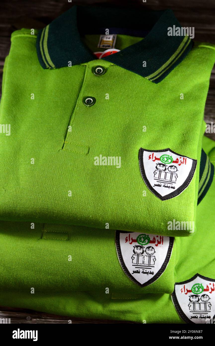 Cairo, Egypt, August, 16 2024: School dress uniform by Farag for Fatma Al Zahra school, a ...