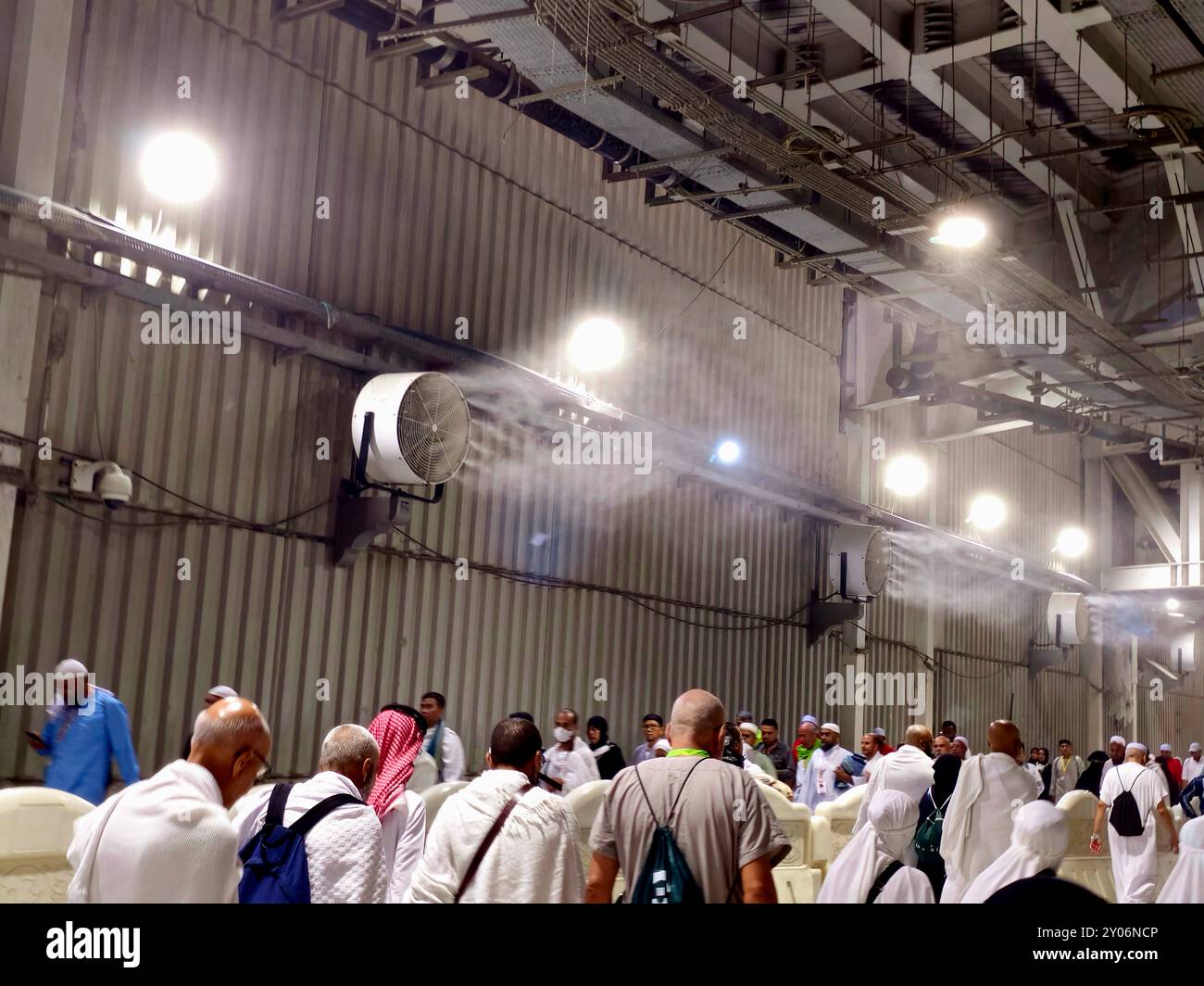 Mecca, Saudi Arabia, June 4 2024: Water sprayer fans inside Al Masjid ...