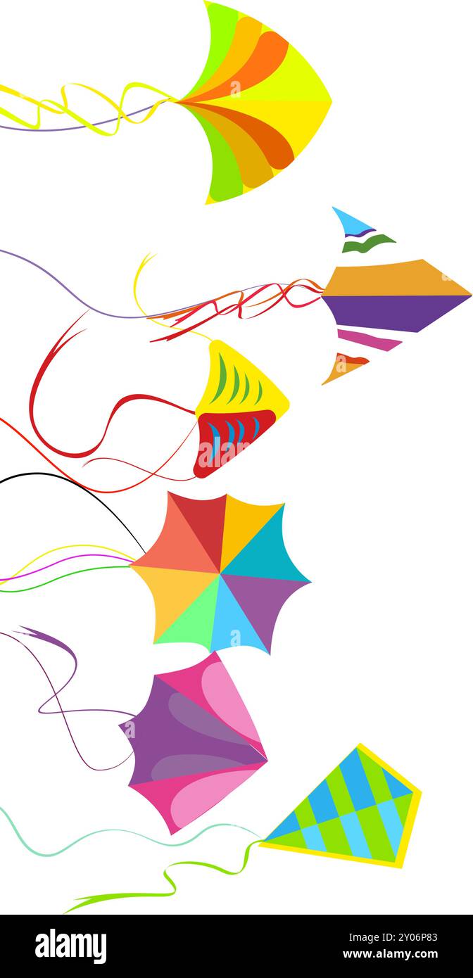 Flying kites banner horizontal, kite banner or poster, toys outdoor ...